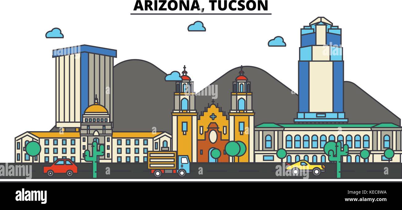 Arizona, Tucson.City skyline architecture, buildings, streets ...