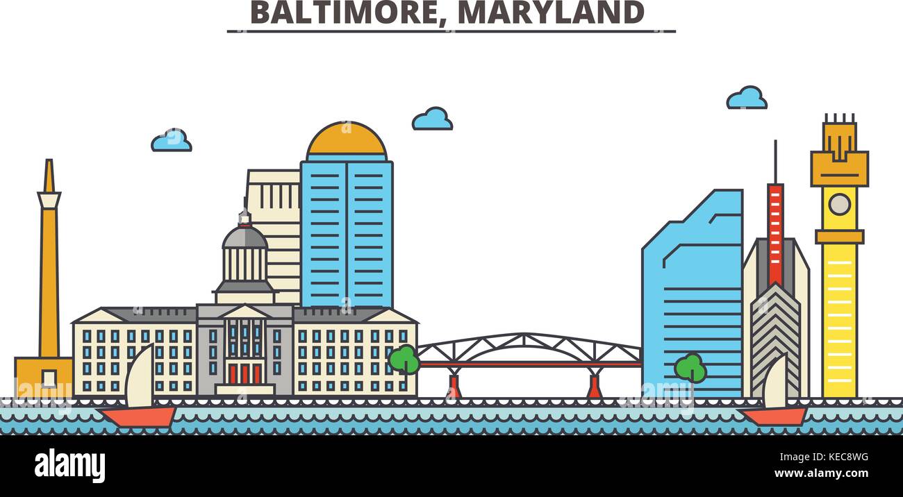 Baltimore, Maryland.City skyline architecture, buildings, streets ...