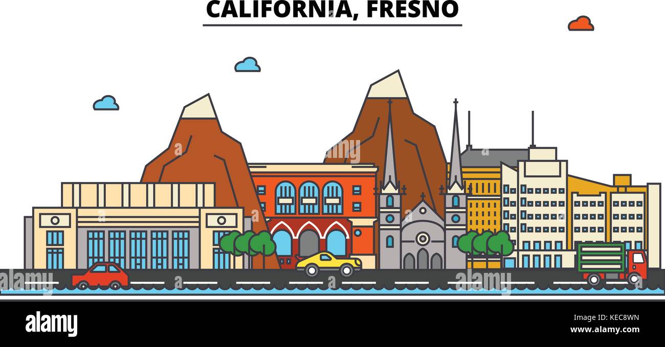 California, Fresno.City skyline architecture, buildings, streets ...