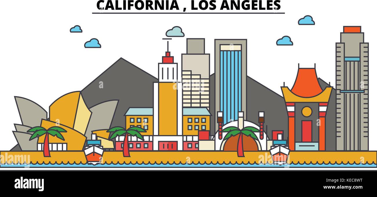 California, Los Angeles.City skyline architecture, buildings, streets ...