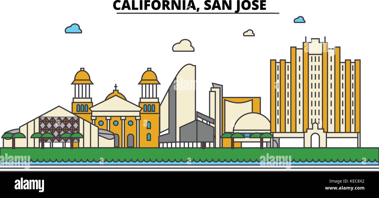 California, San Jose.City skyline architecture, buildings, streets ...