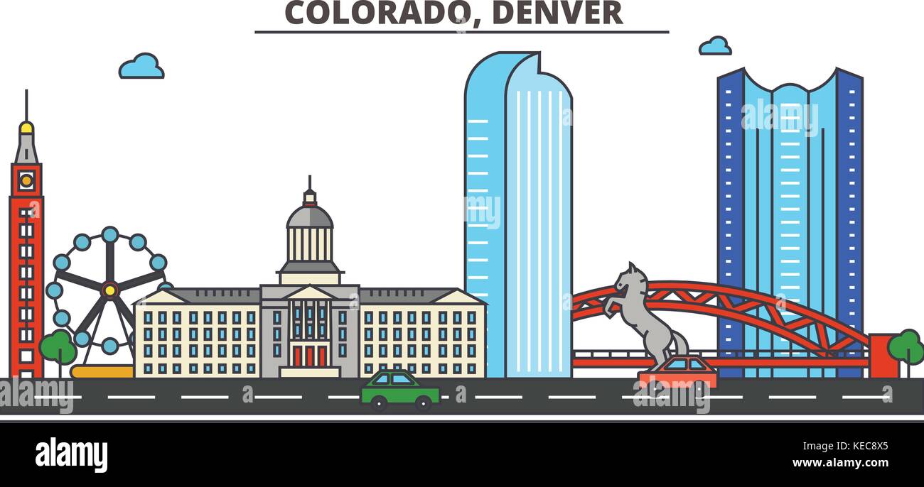 Colorado, Denver.City skyline architecture, buildings, streets ...