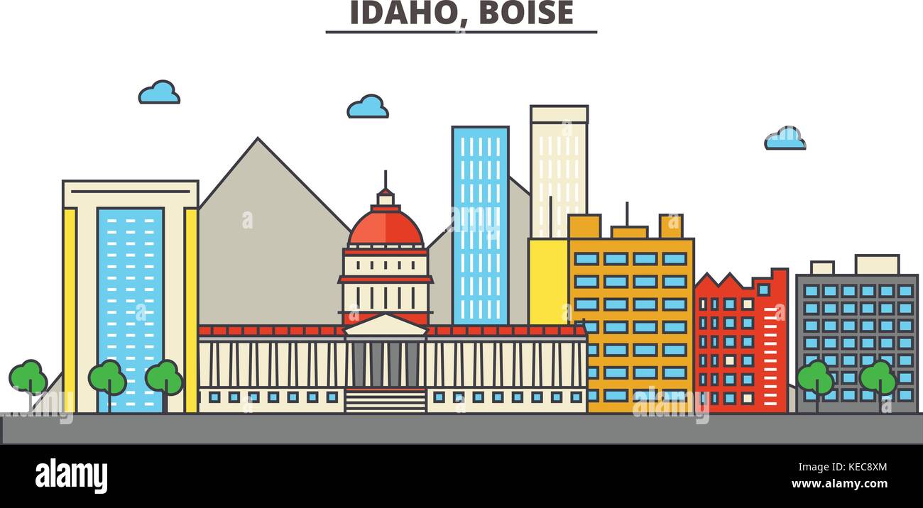 Idaho, Boise.City skyline architecture, buildings, streets, silhouette ...