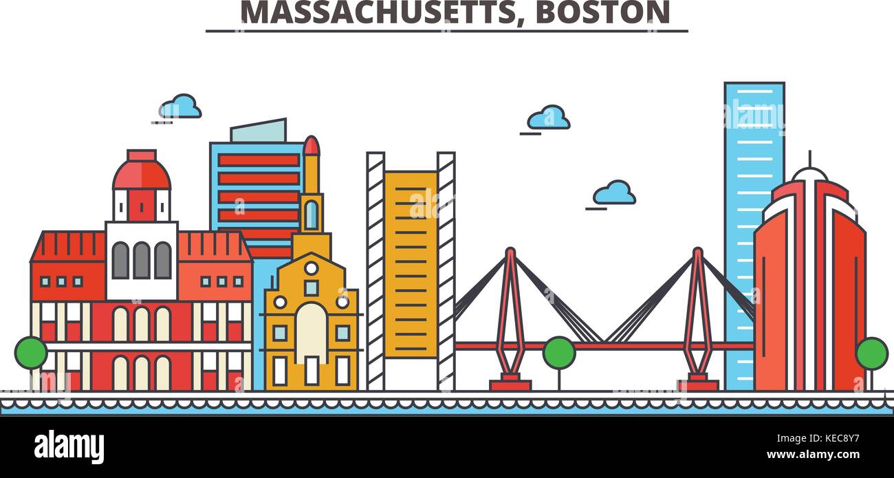 Massachusetts, Boston.City skyline architecture, buildings, streets ...