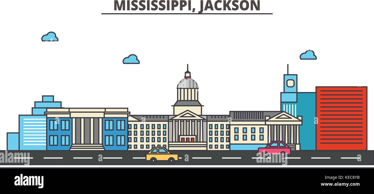 Mississippi, Jackson.City skyline architecture, buildings, streets ...