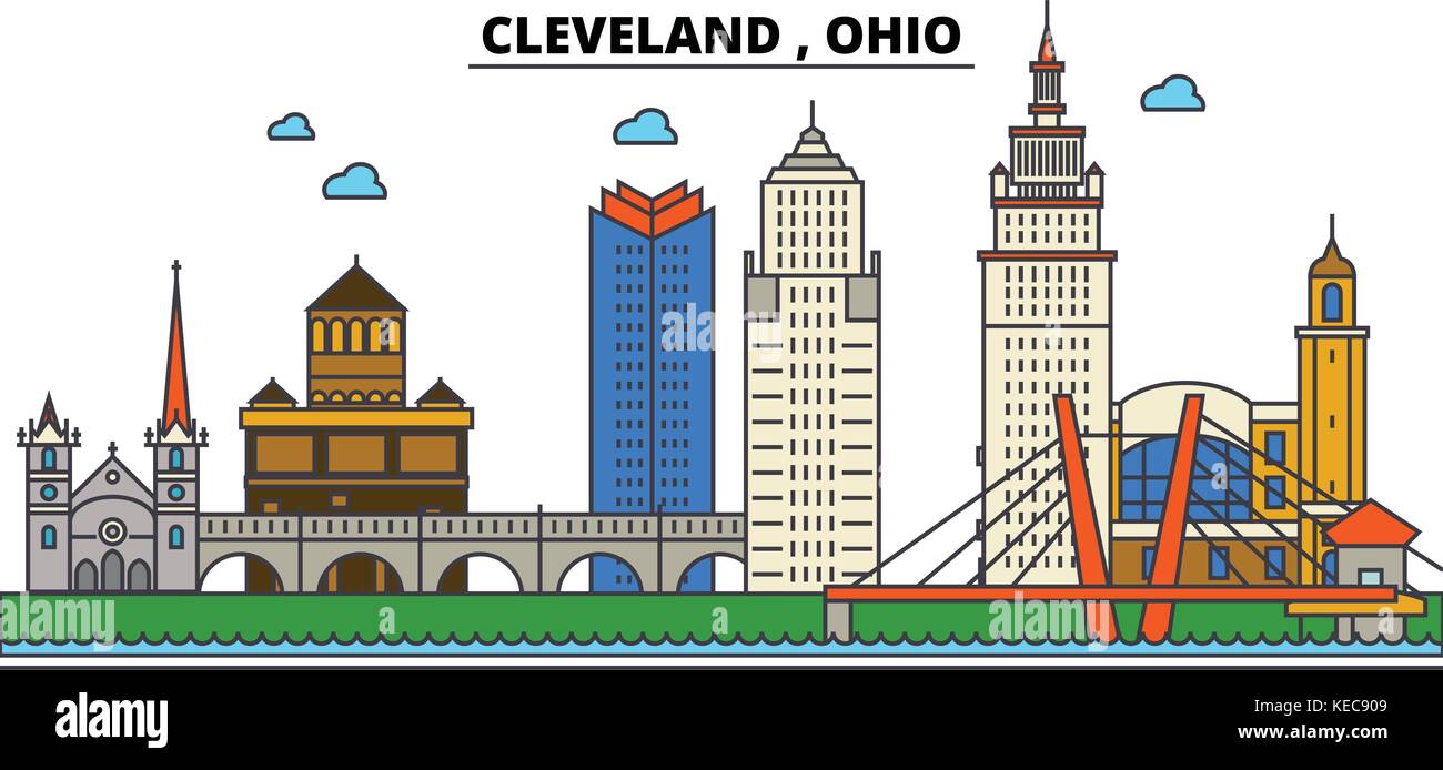 Cleveland Ohio Skyline Drawing