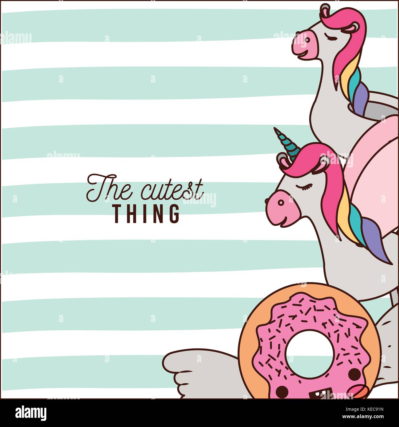 the cutest thing poster with unicorns and donut with wings and colorful ...