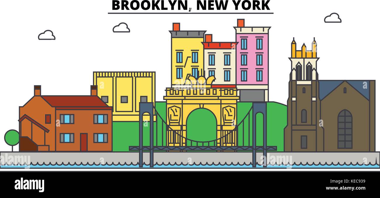 Brooklyn, New York. City skyline, architecture, buildings, streets ...
