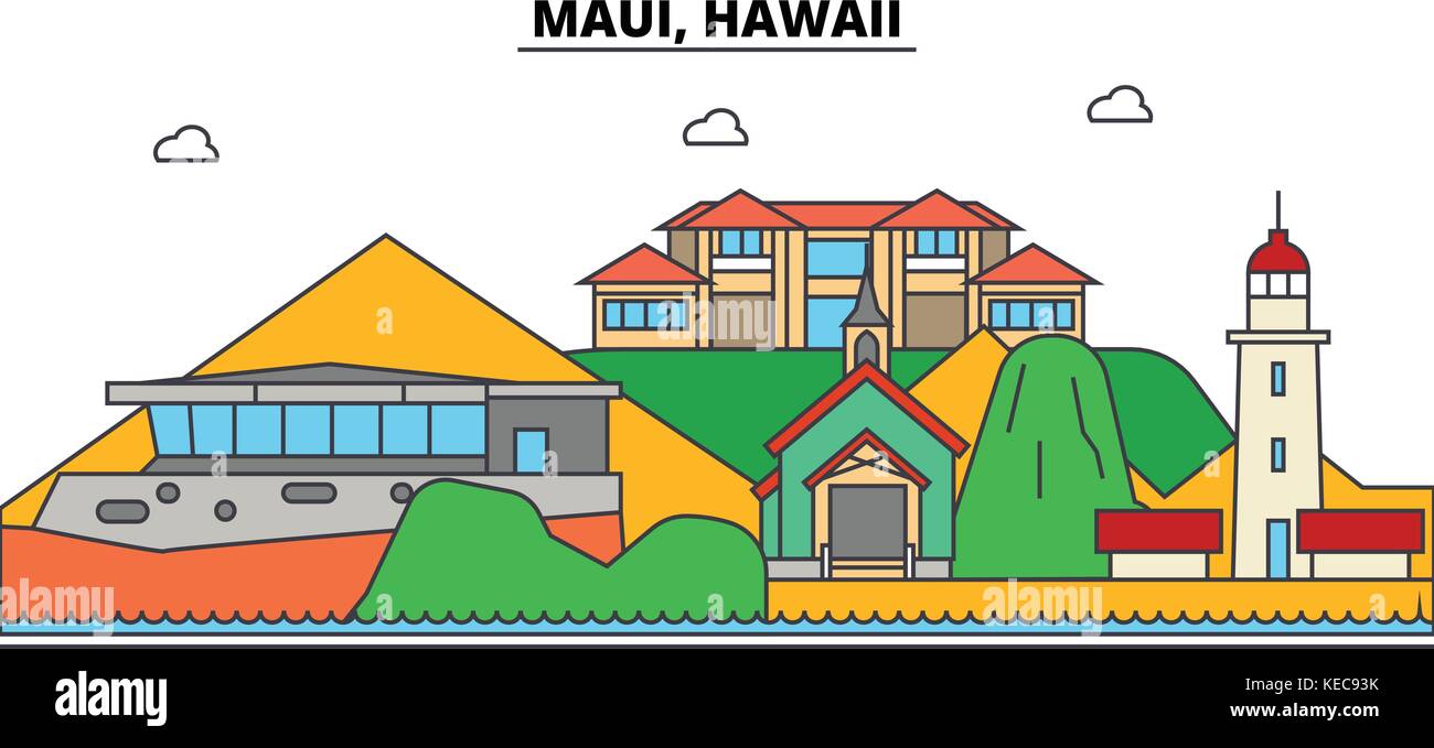 Maui, Hawaii. City skyline, architecture, buildings, streets ...