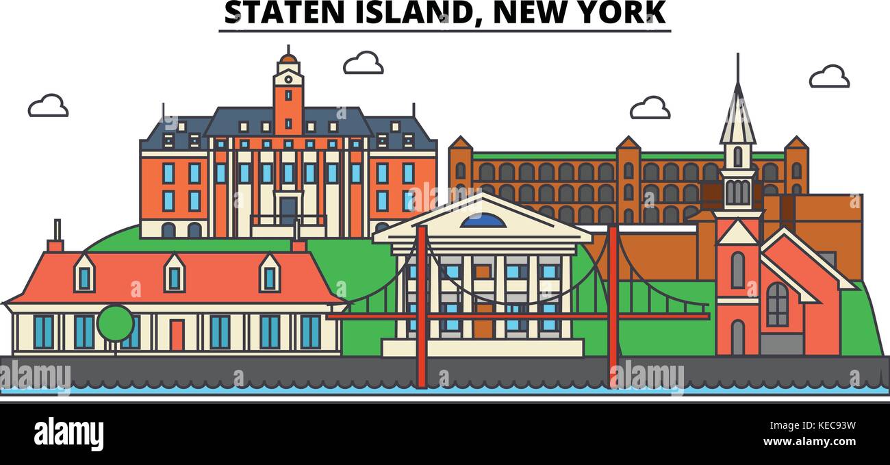 Staten Island, New York. City skyline, architecture, buildings, streets ...