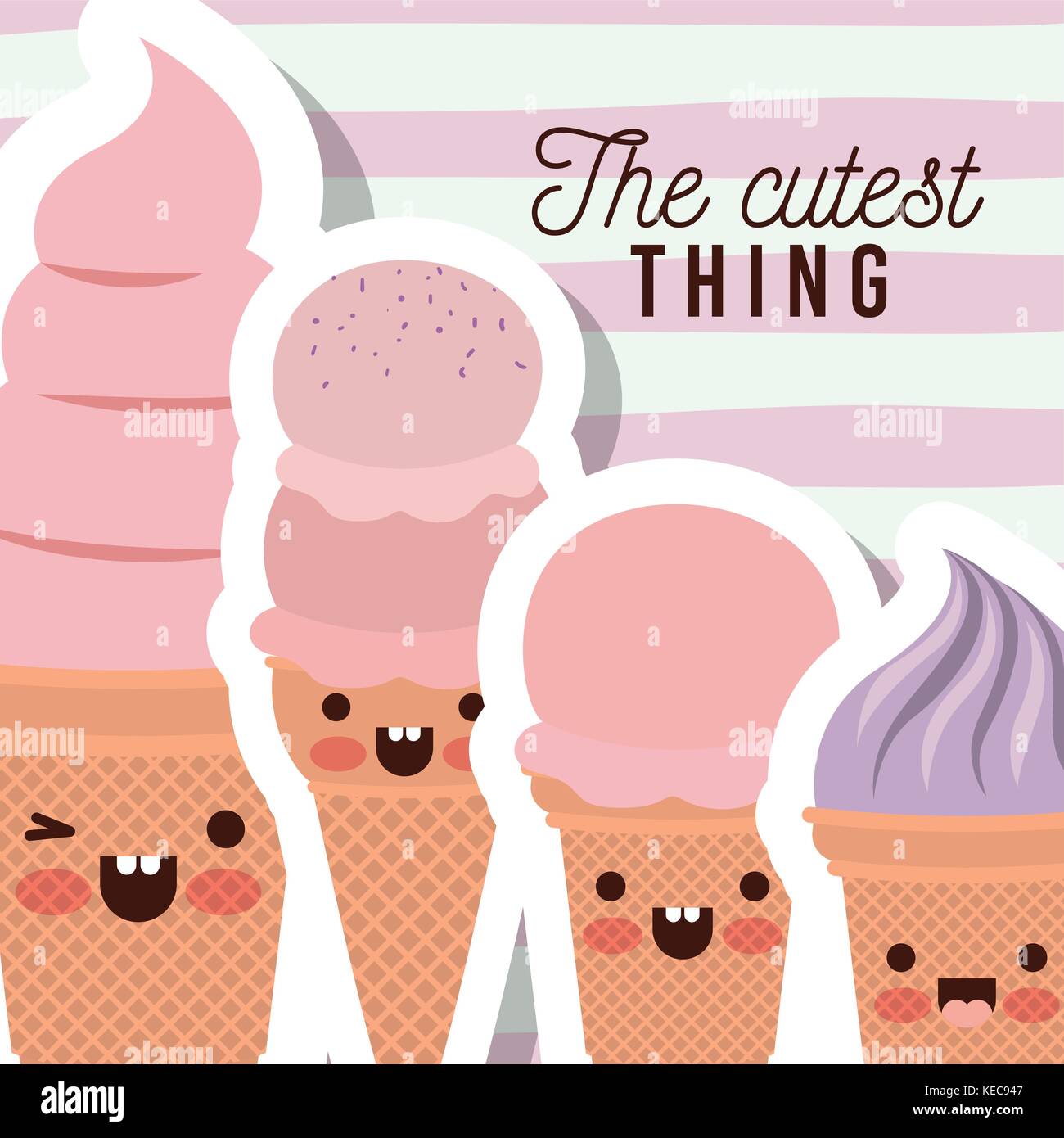 the cutest thing poster with cartoon ice creams closeup with thick ...
