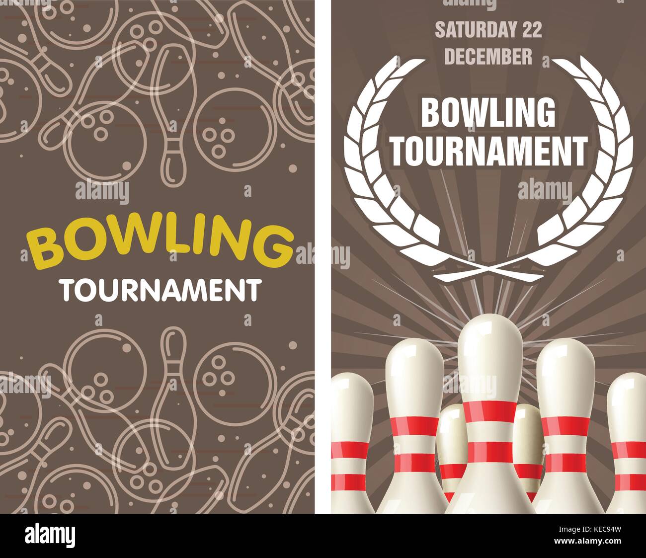 Bowling party flyer with skittles and bowling balls Stock Vector Image ...