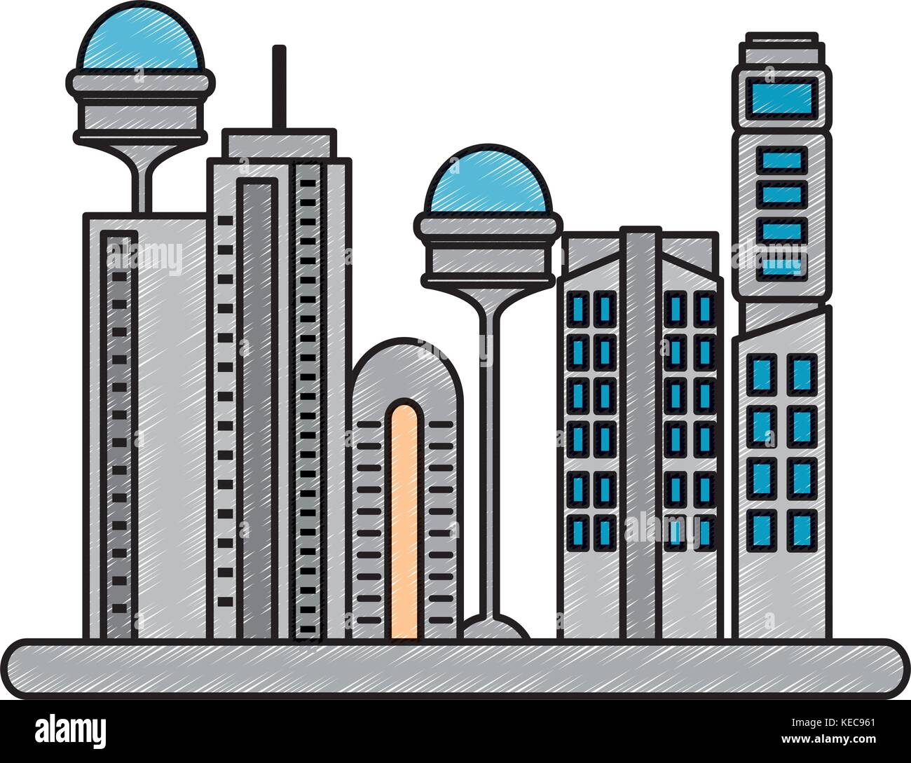 cityscape futuristic buildings icon vector illustration design Stock ...