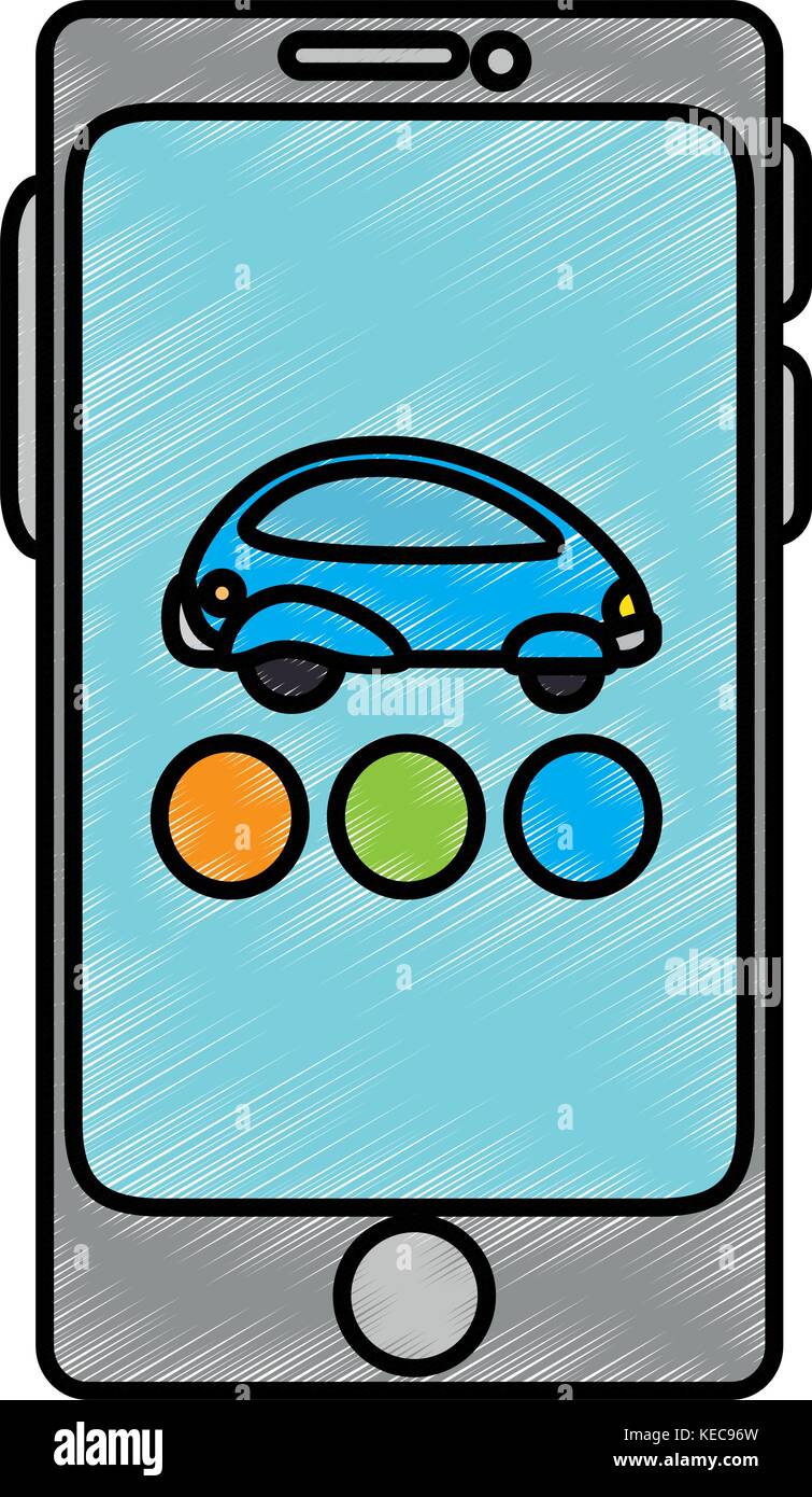 smartphone device with futuristic car vector illustration design Stock ...