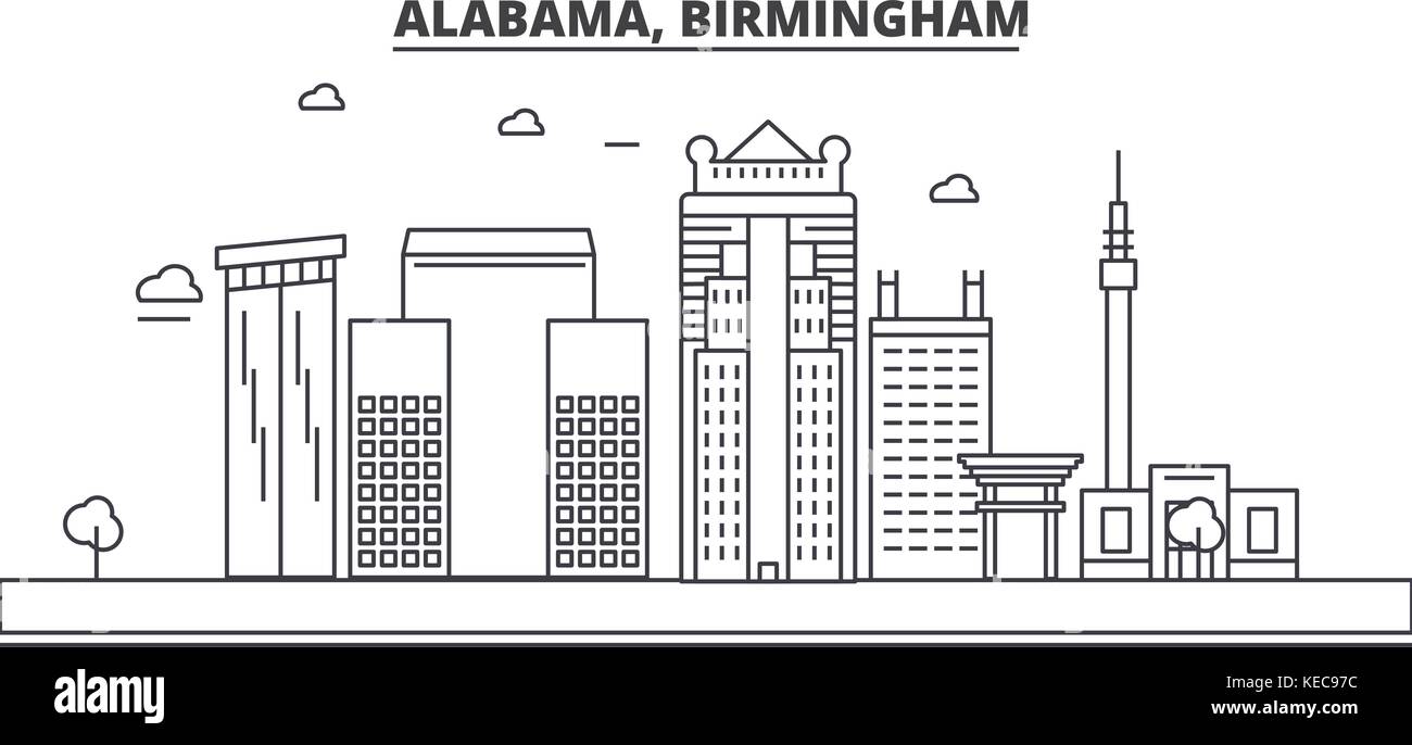 Alabama, Birmingham architecture line skyline illustration. Linear ...