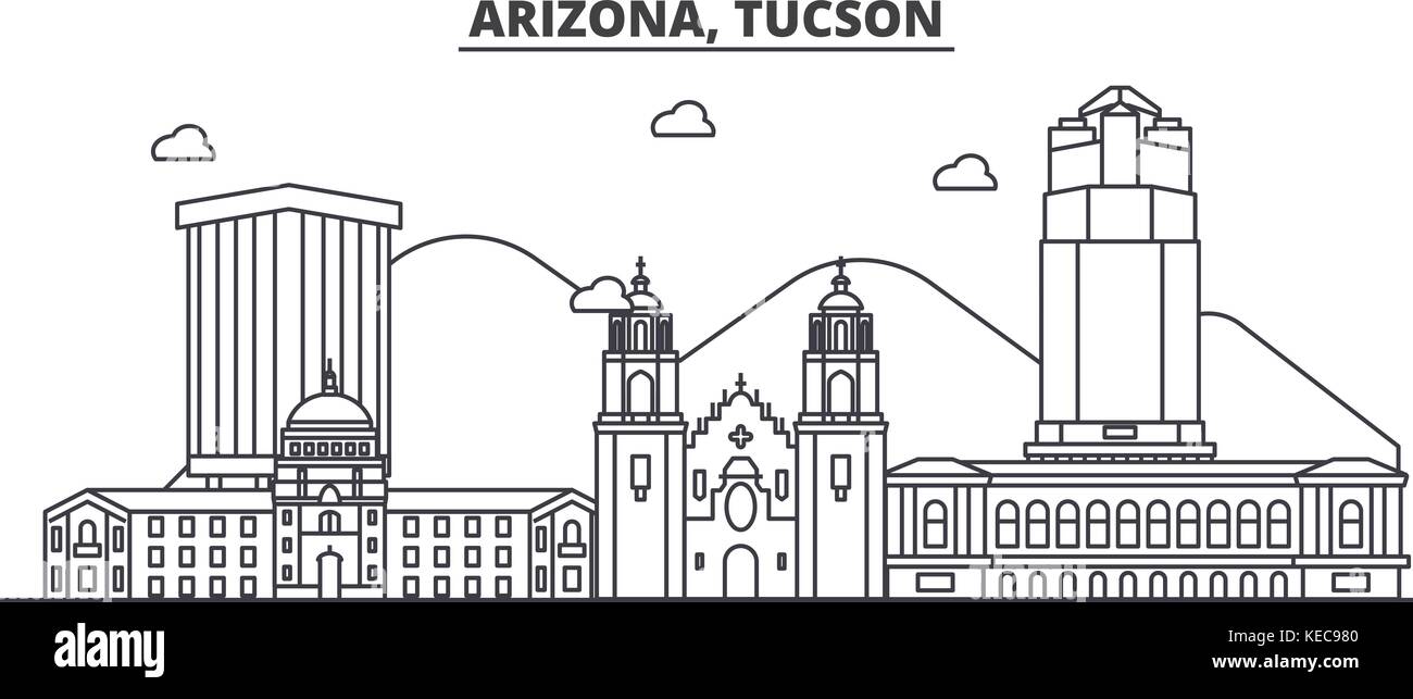 Arizona Tucson architecture line skyline illustration. Linear vector ...