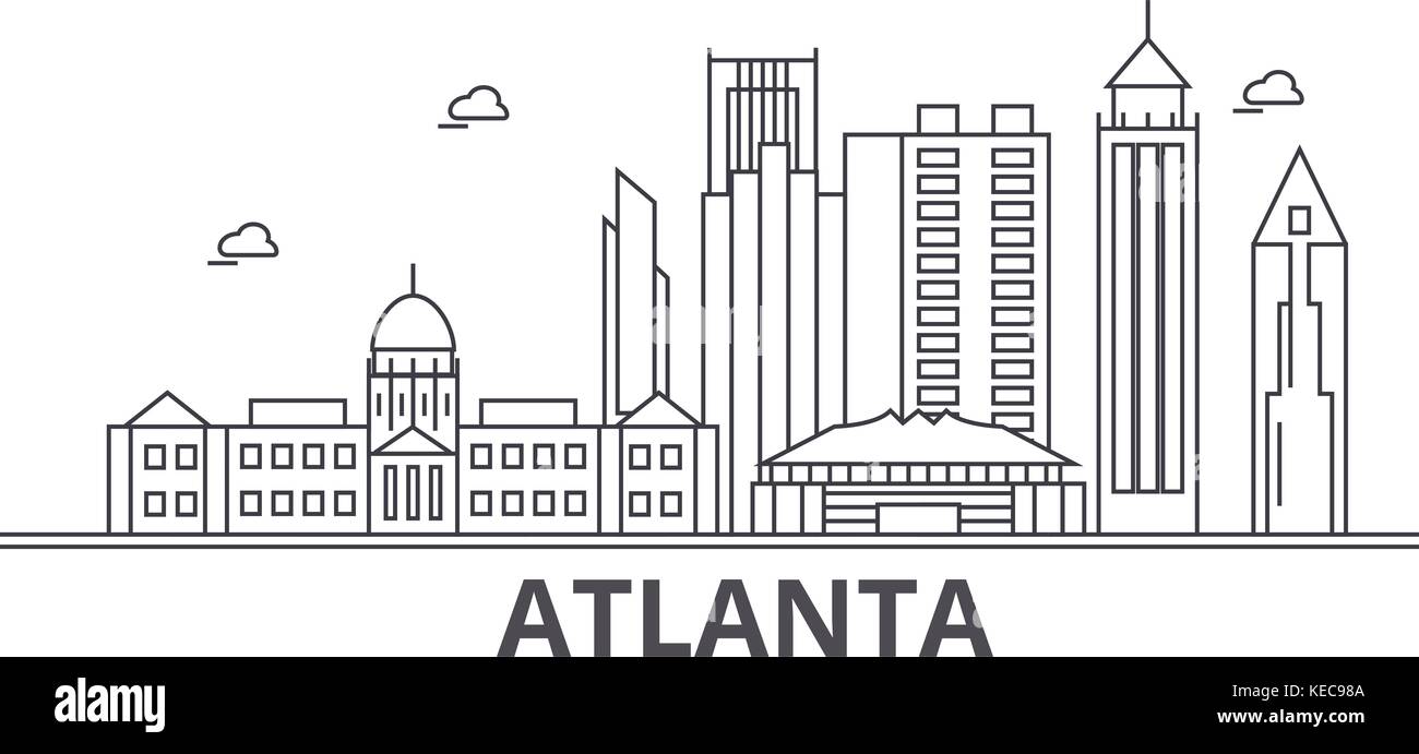 Atlanta architecture line skyline illustration. Linear vector cityscape ...