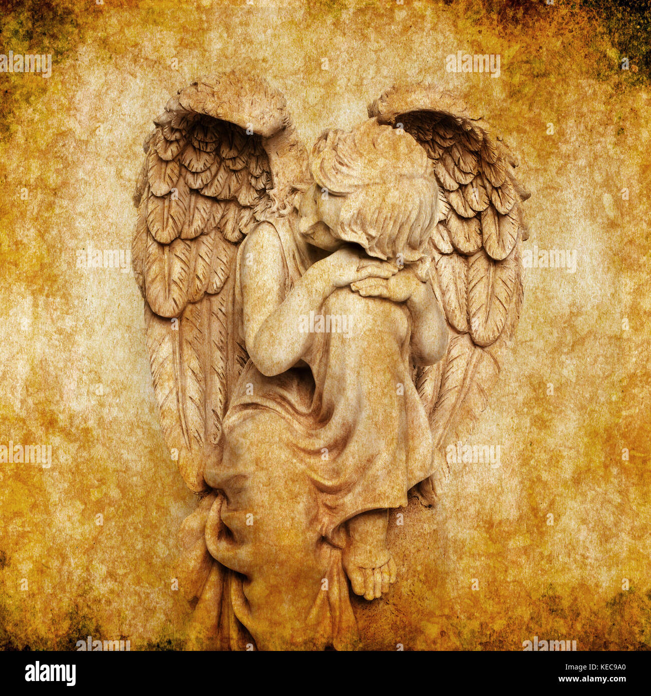 angel statue photo composition with a grunge effect Stock Photo - Alamy