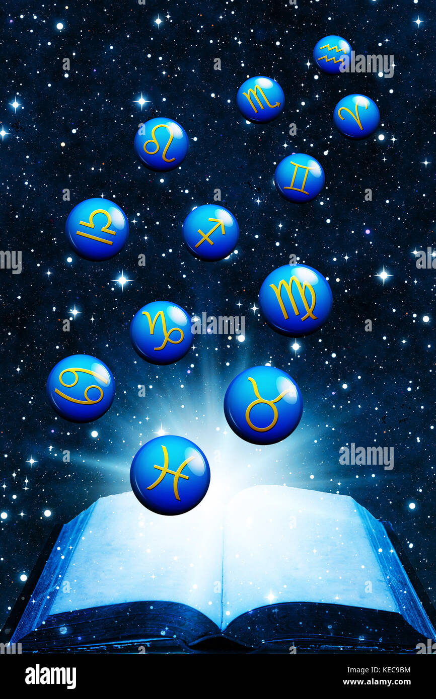 open book and astrology signs Stock Photo - Alamy