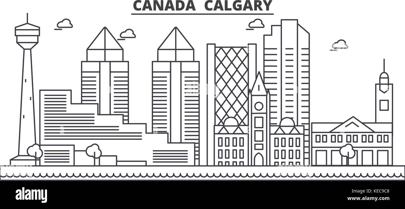 Canada, Calgary architecture line skyline illustration. Linear vector ...