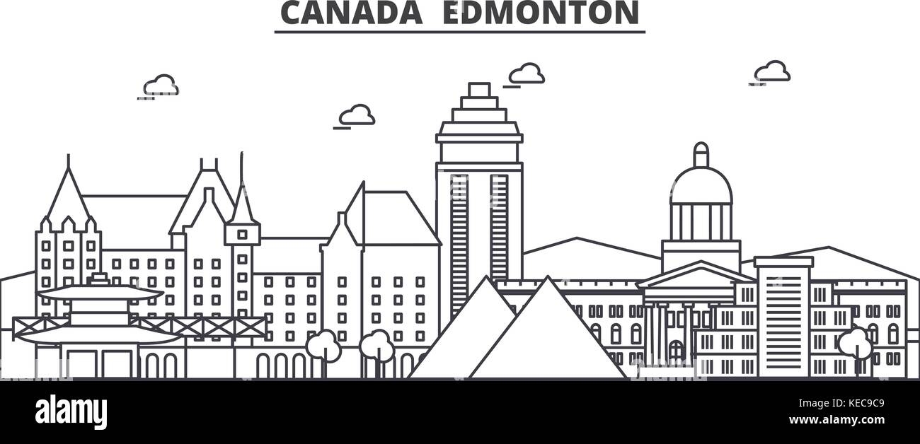 Canada, Edmonton architecture line skyline illustration. Linear vector ...