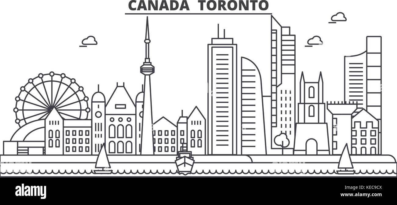 Canada, Toronto architecture line skyline illustration. Linear vector ...