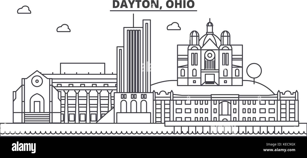 Dayton, Ohio architecture line skyline illustration. Linear vector ...