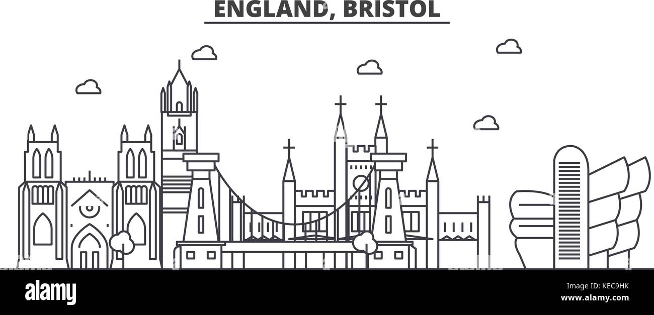 England, Bristol architecture line skyline illustration. Linear vector ...