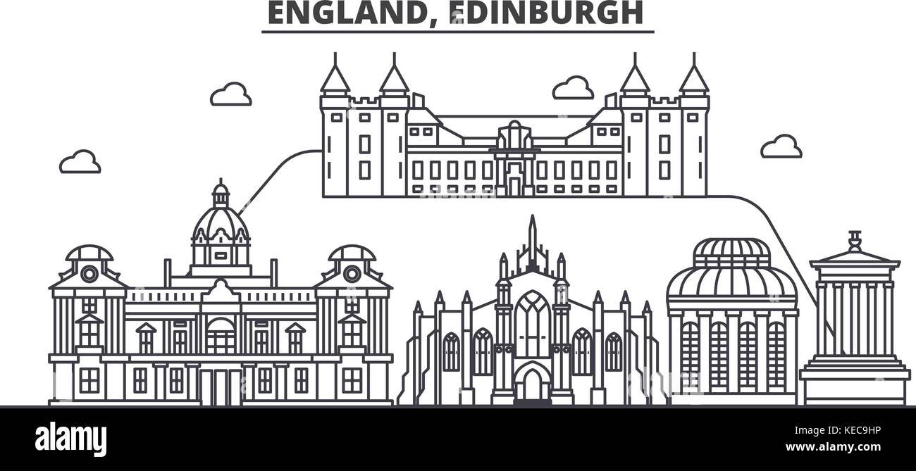 England, Edinburgh architecture line skyline illustration. Linear ...