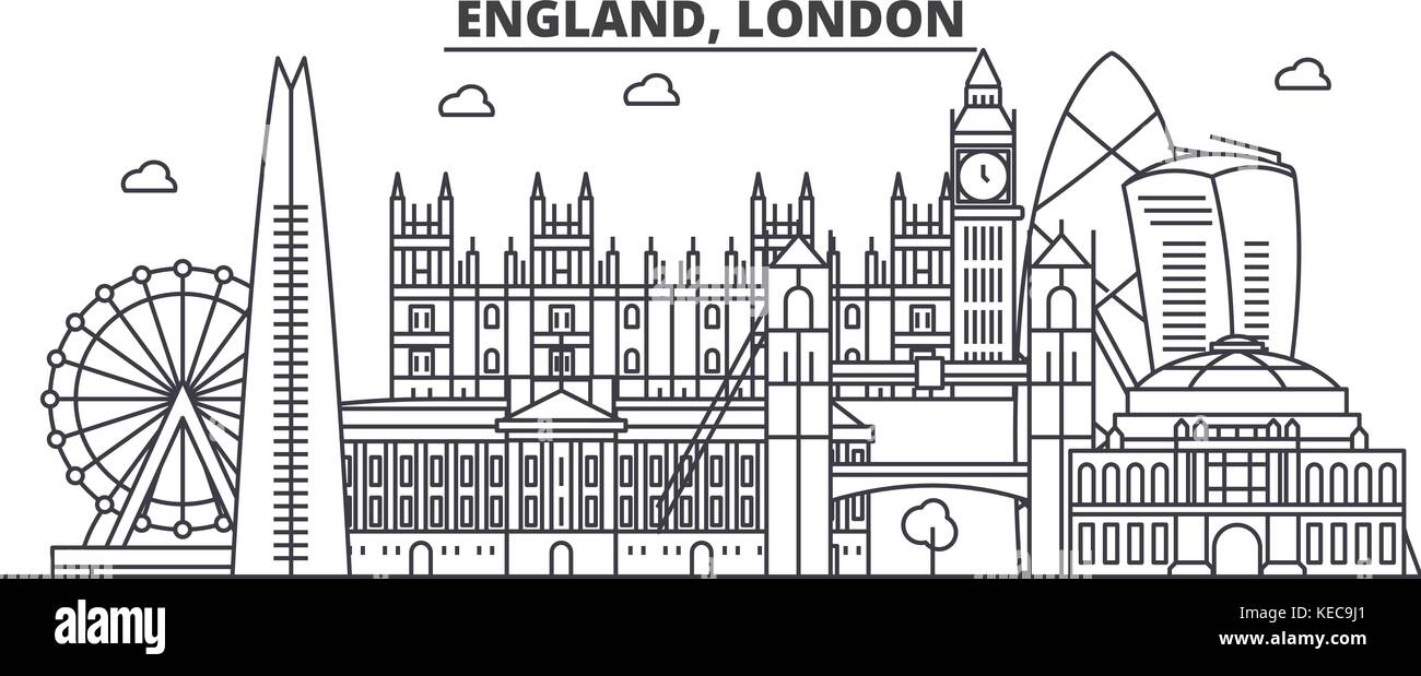 England, London architecture line skyline illustration. Linear vector ...