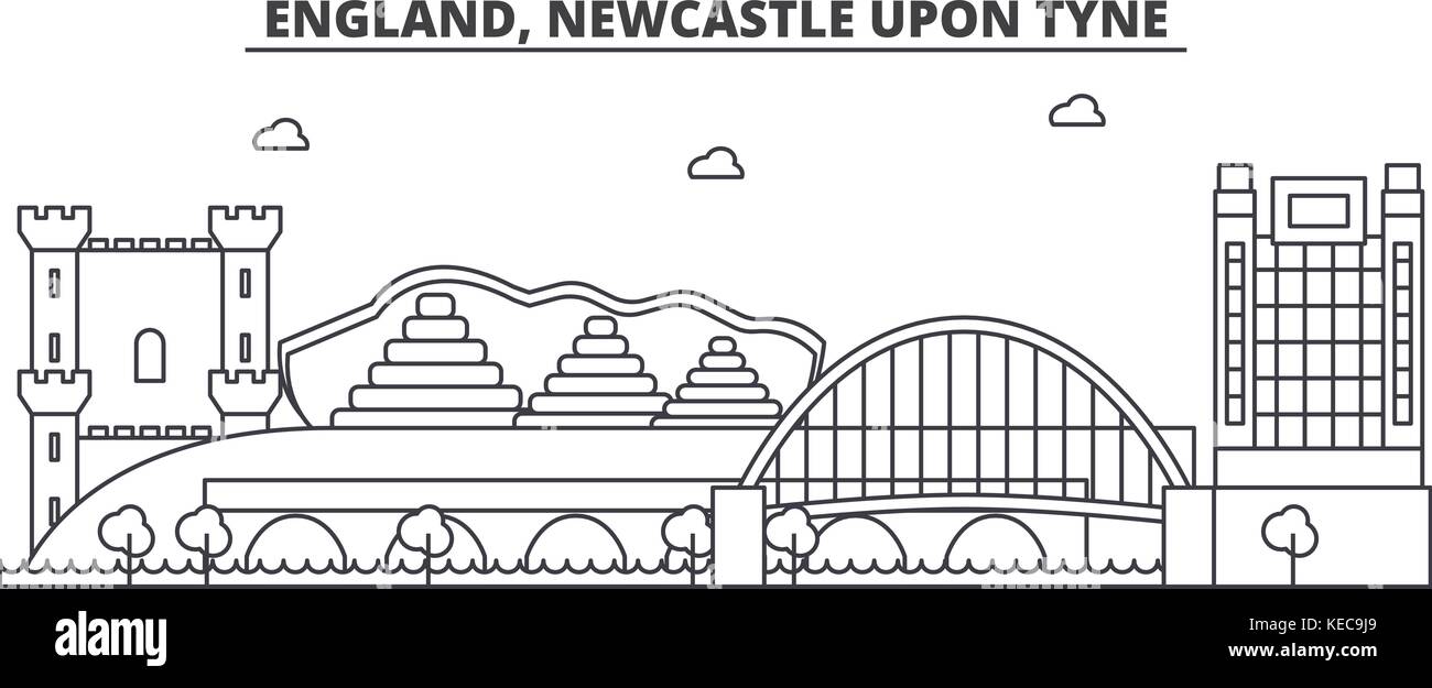 England, Newcastle Upon Tyne architecture line skyline illustration ...