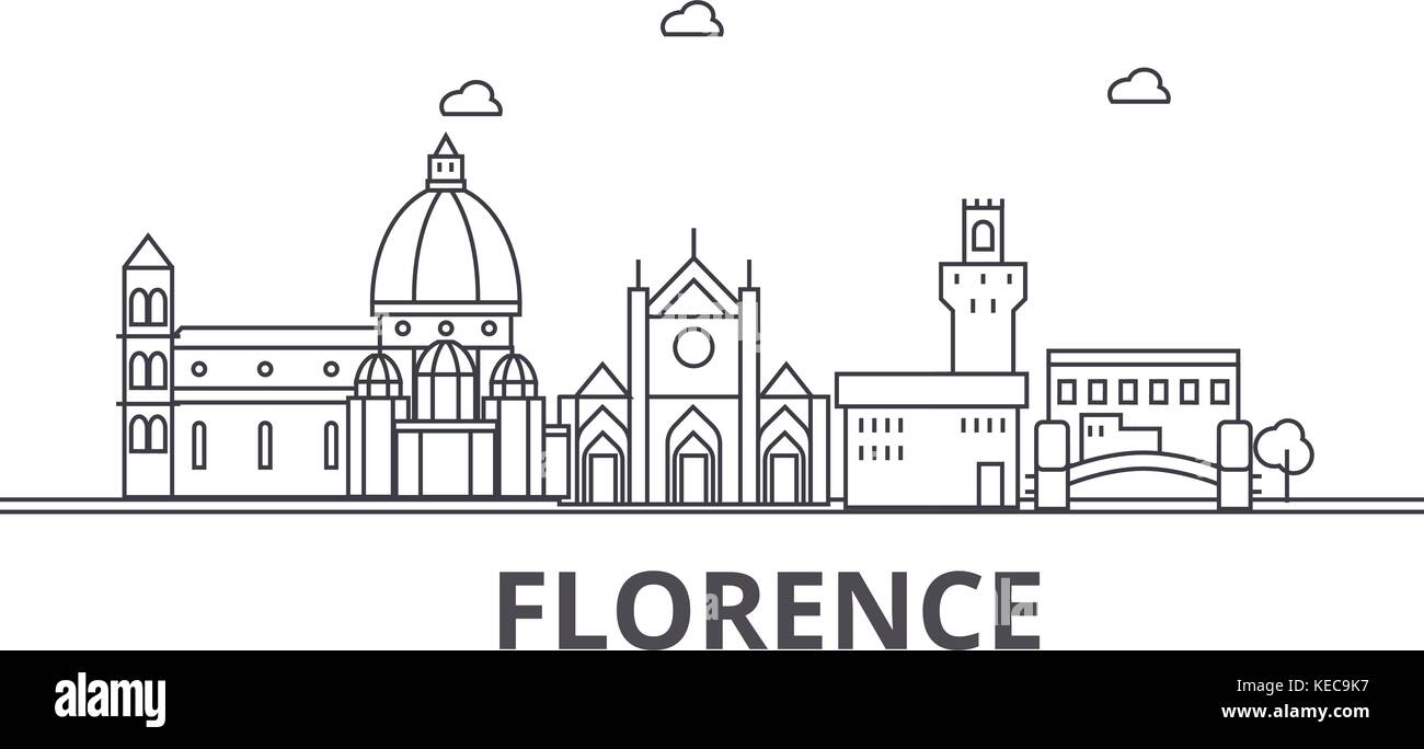 Florence architecture line skyline illustration. Linear vector ...