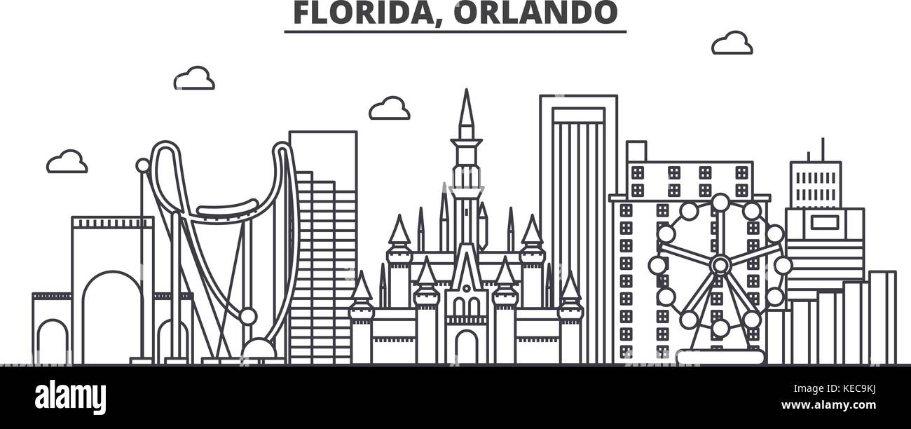 Florida Orlando architecture line skyline illustration. Linear vector ...