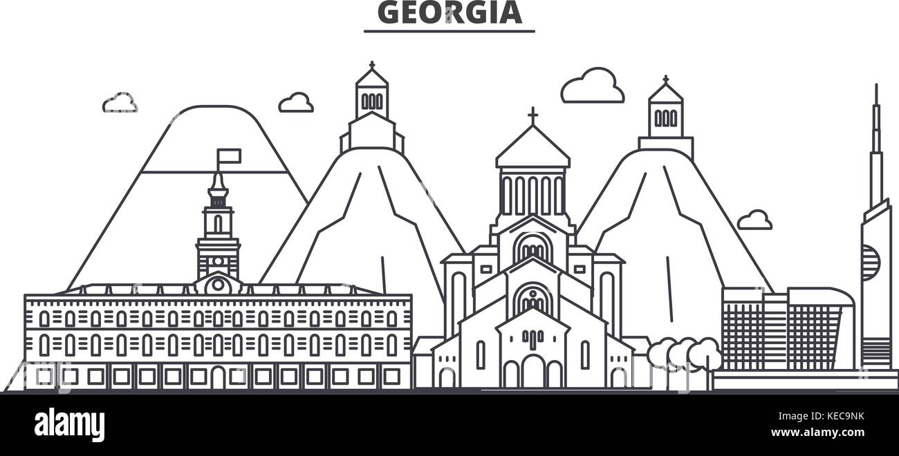 Georgia architecture line skyline illustration. Linear vector cityscape ...