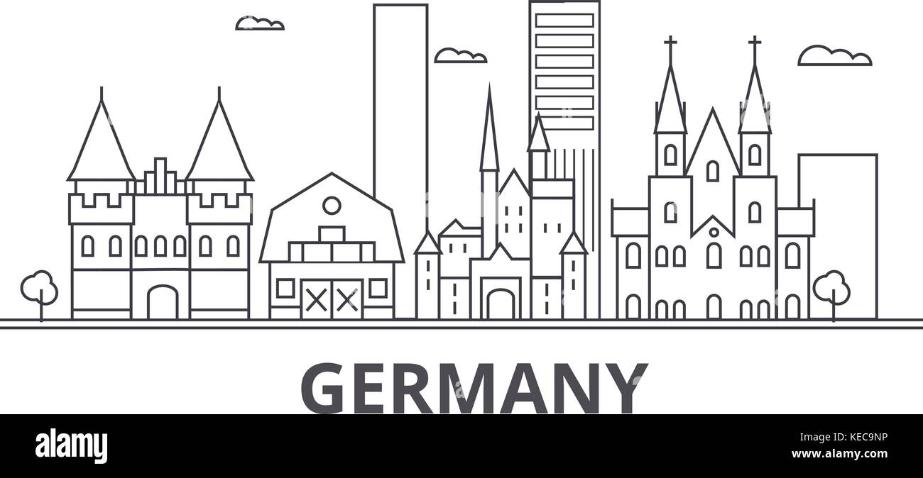 Germany architecture line skyline illustration. Linear vector cityscape ...