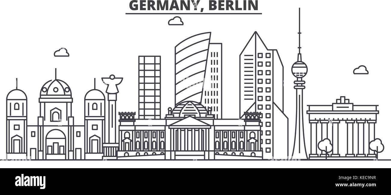 Germany, Berlin architecture line skyline illustration. Linear vector ...