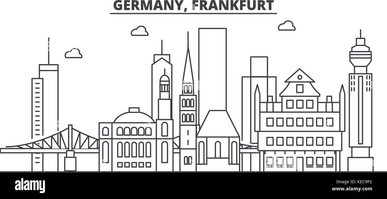 Germany, Frankfurt architecture line skyline illustration. Linear ...