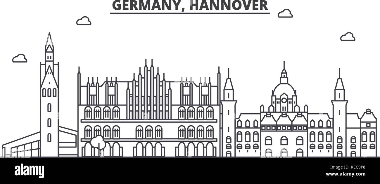 Germany, Hannover architecture line skyline illustration. Linear vector ...