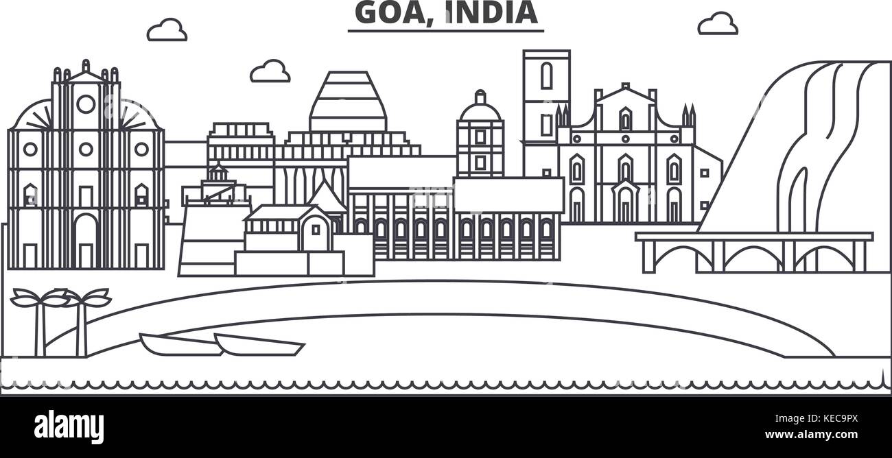 Goa, India architecture line skyline illustration. Linear vector ...