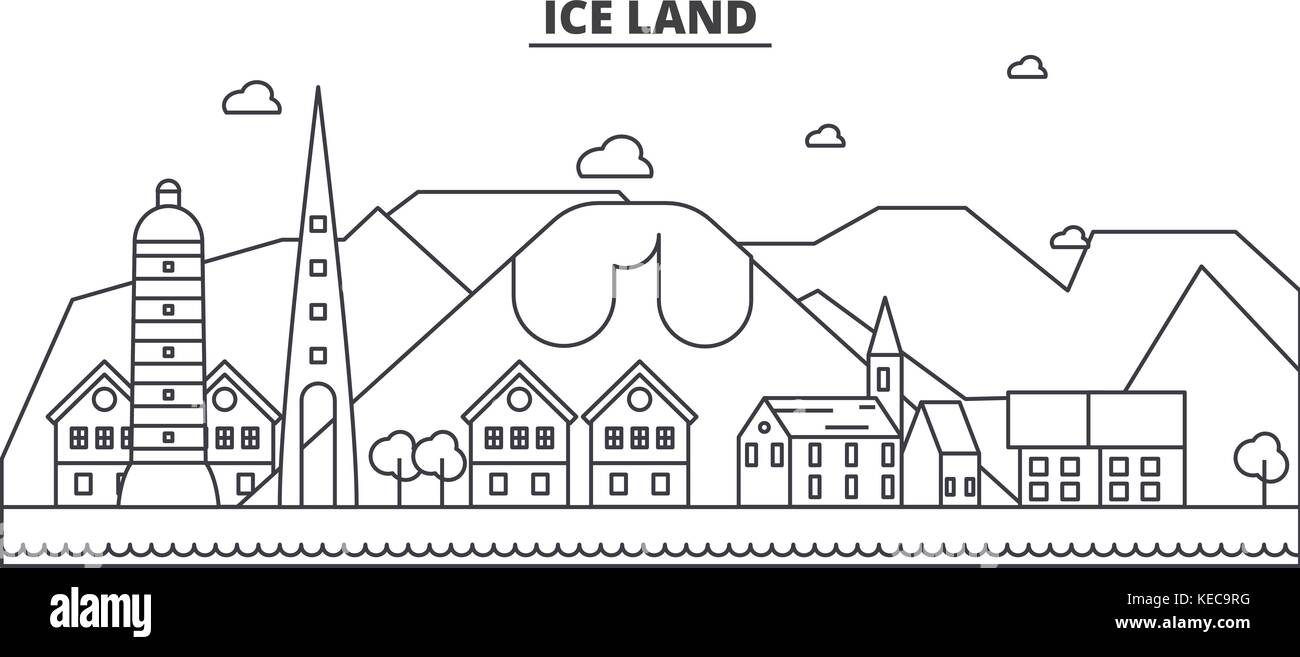 Iceland architecture line skyline illustration. Linear vector cityscape ...