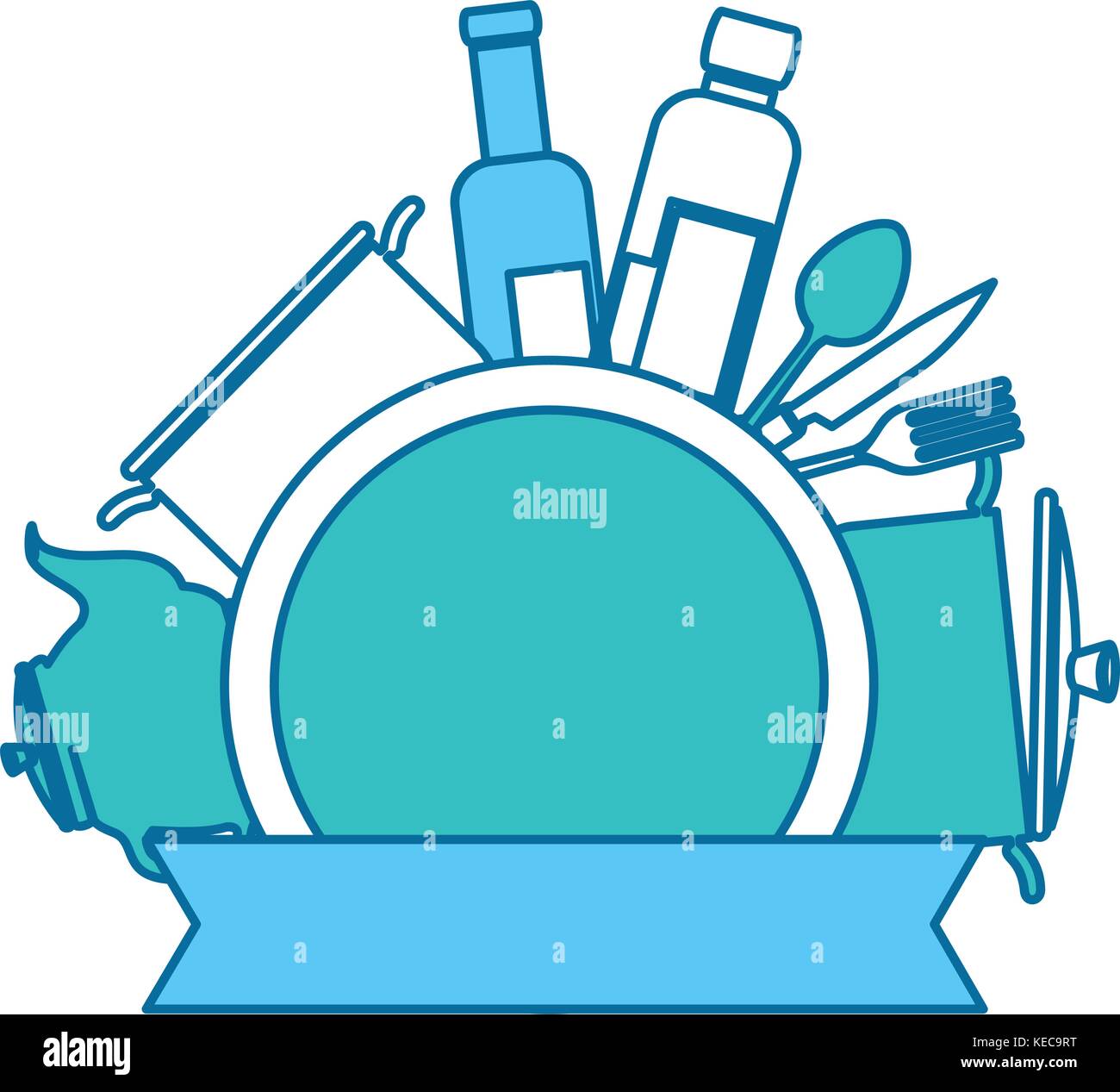 kitchen set equipment emblem vector illustration design Stock Vector ...