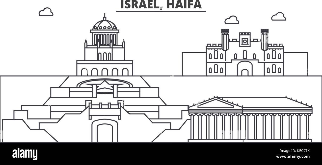 Israel, Haifa architecture line skyline illustration. Linear vector ...