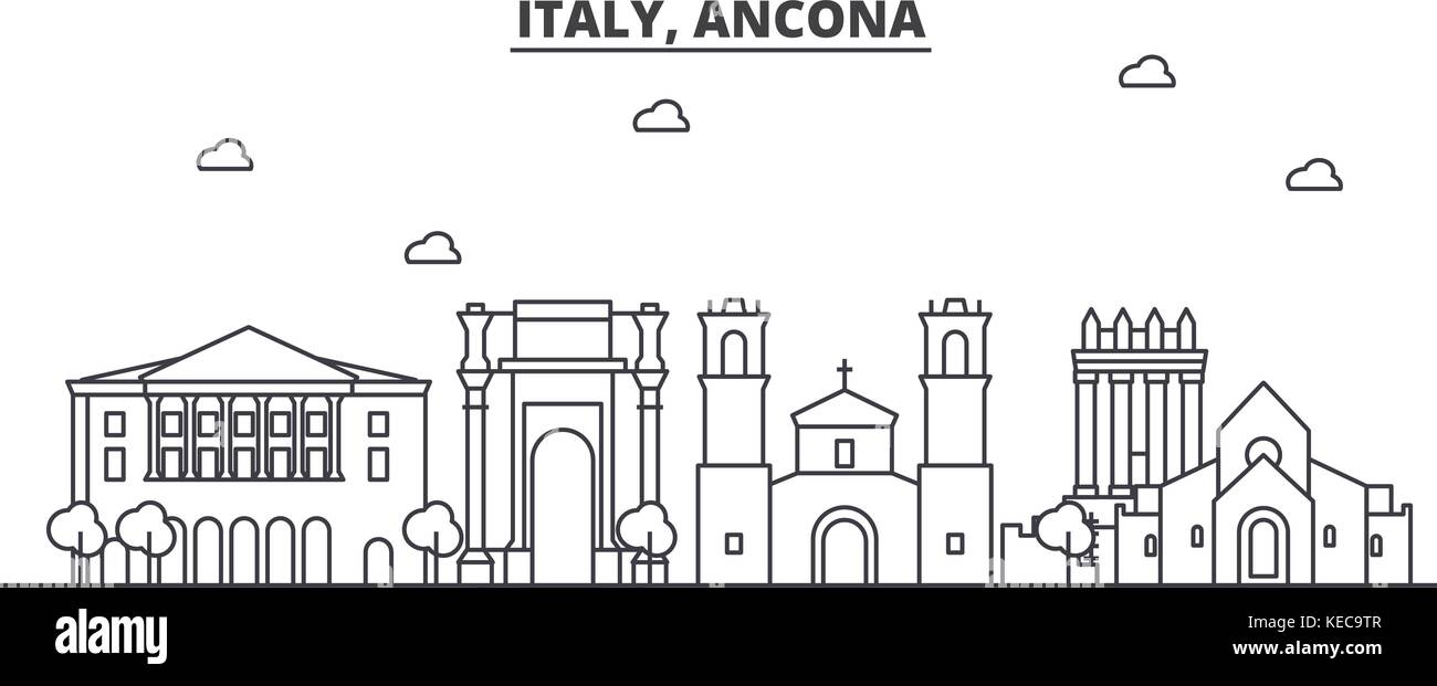 Italy, Ancona architecture line skyline illustration. Linear vector ...