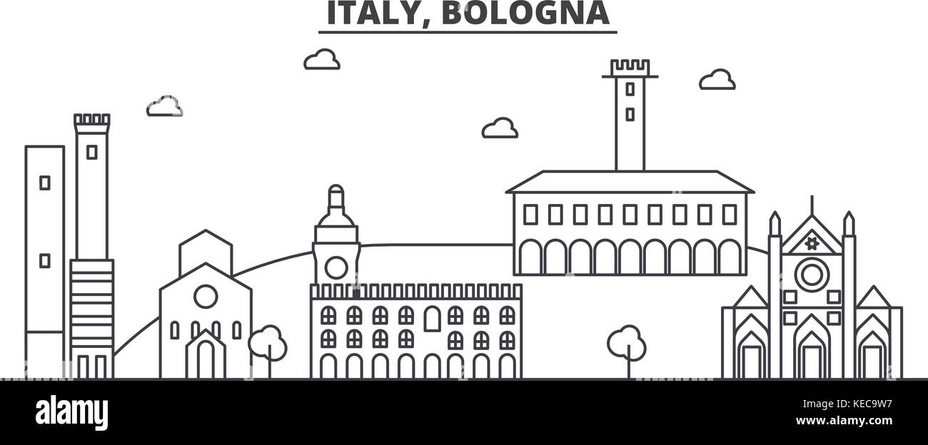Italy, Bologna architecture line skyline illustration. Linear vector ...