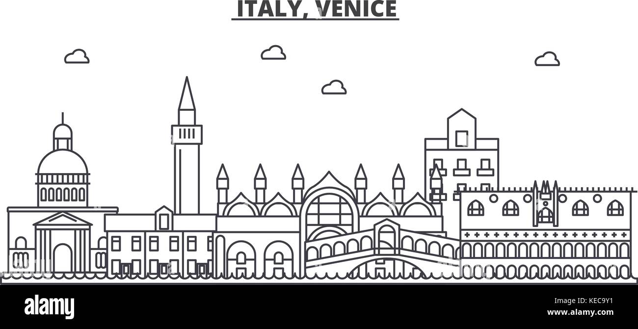 Italy, Venice architecture line skyline illustration. Linear vector ...