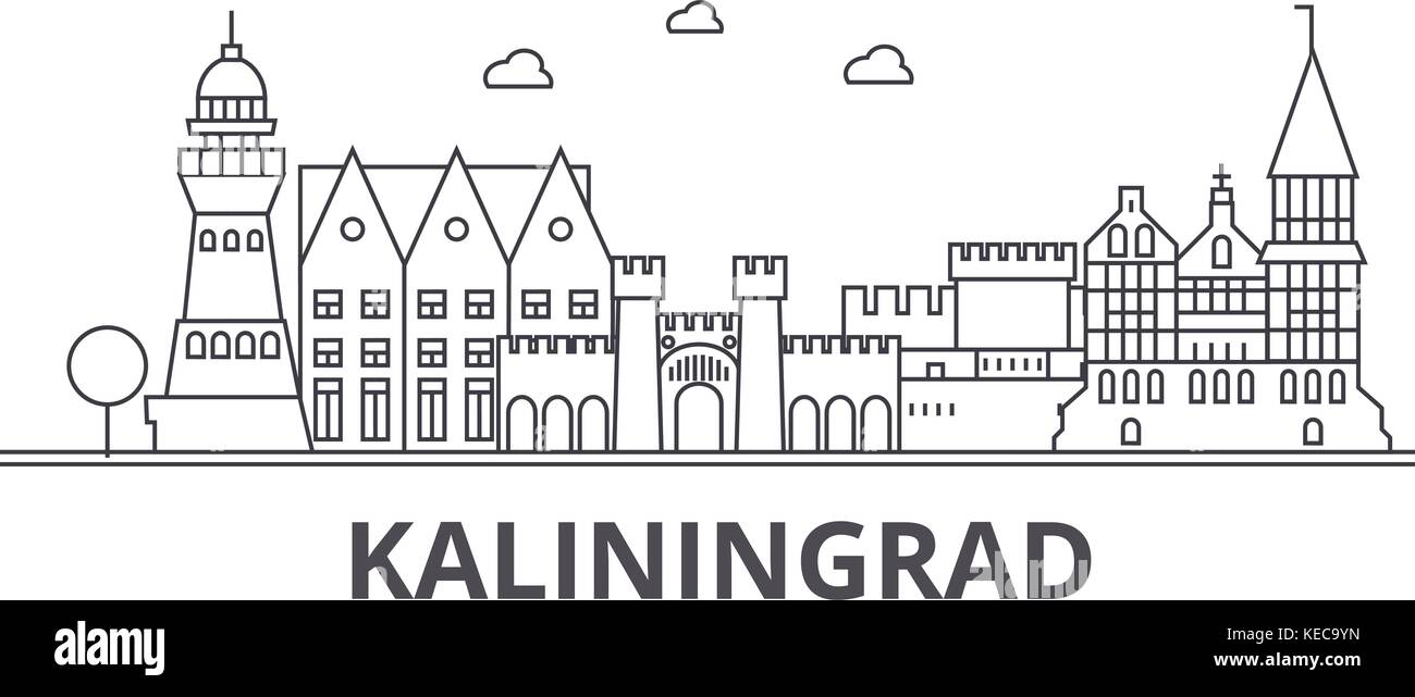 Kaliningrad architecture line skyline illustration. Linear vector ...
