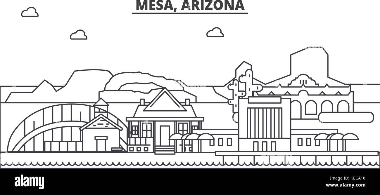 Mesa, Arizona architecture line skyline illustration. Linear vector ...