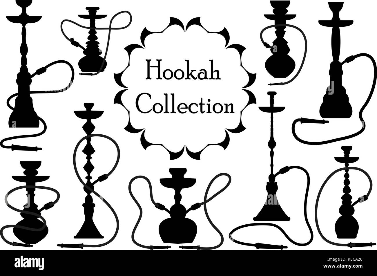 Set hookah shisha smoke Black and White Stock Photos & Images - Alamy