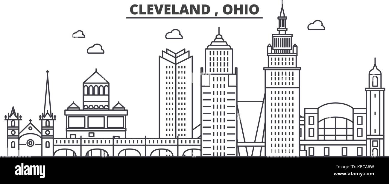 Ohio Cleveland architecture line skyline illustration. Linear vector ...
