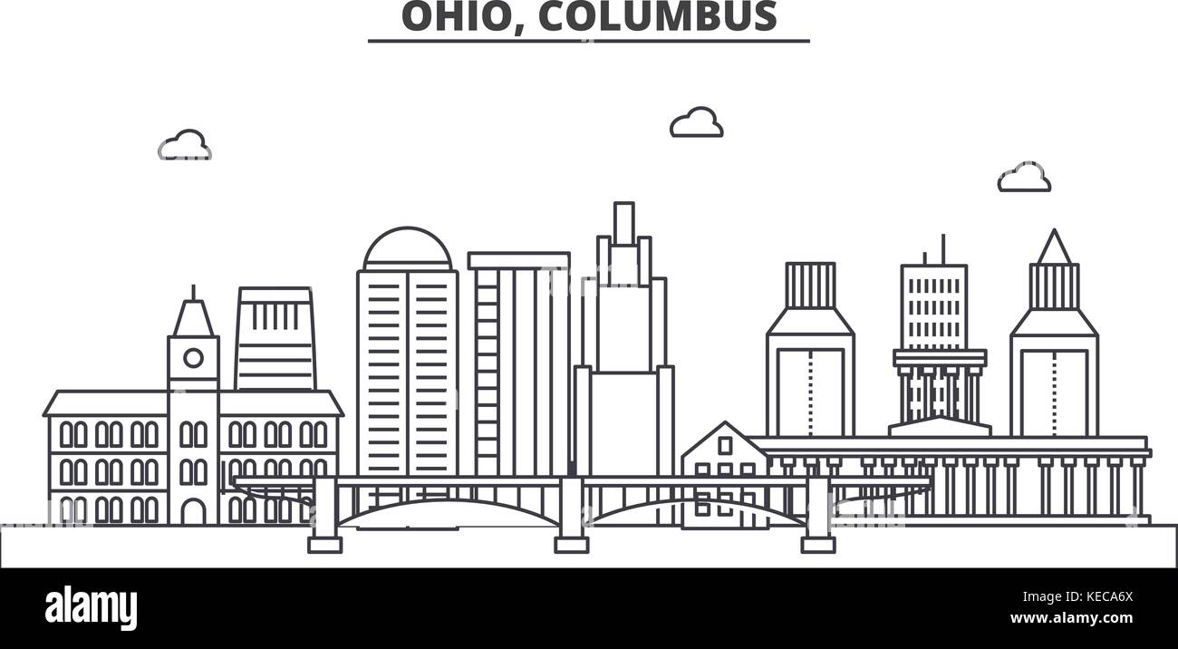 Ohio, Columbus architecture line skyline illustration. Linear vector ...